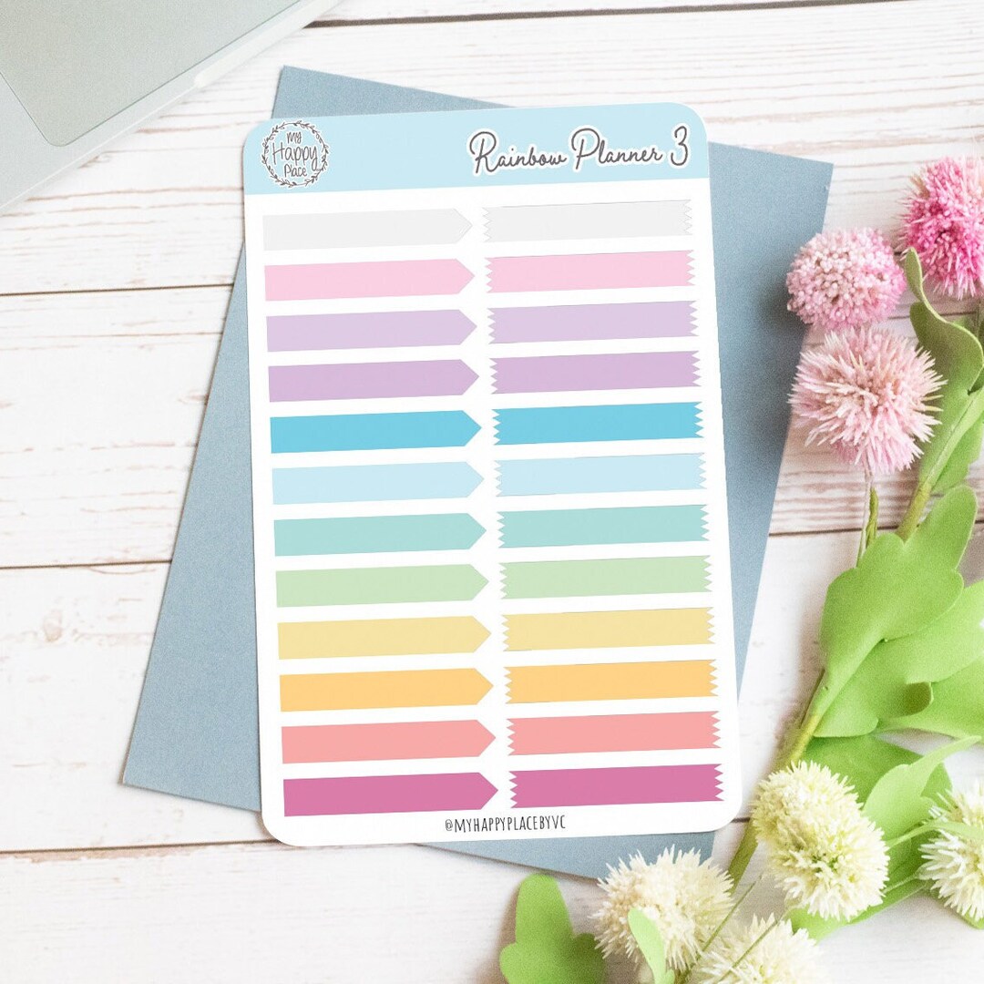 Rainbow Planner Stickers for Bullet Journals and Planners || H510 - 3 ...