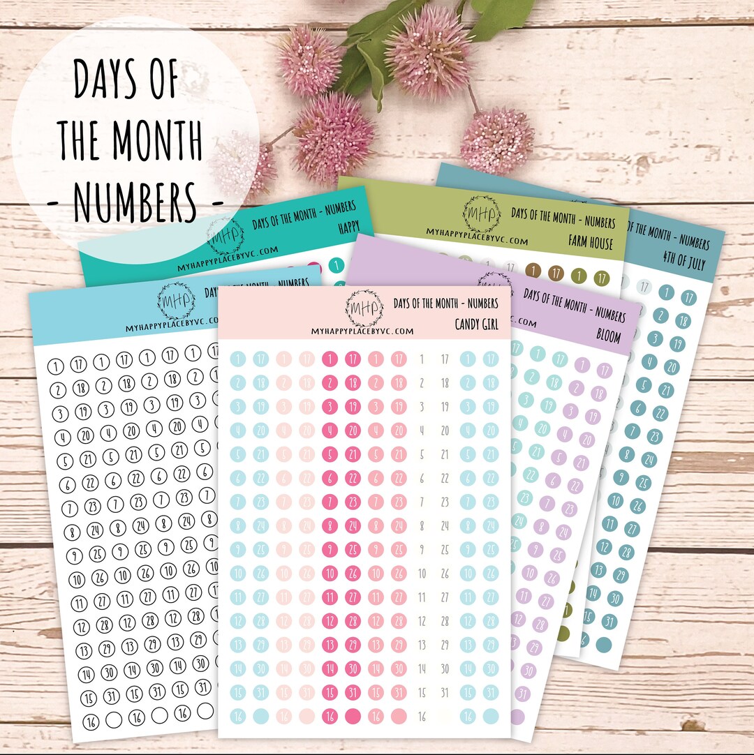 Days of the Month DOT Stickers for College Planner Teacher - Etsy
