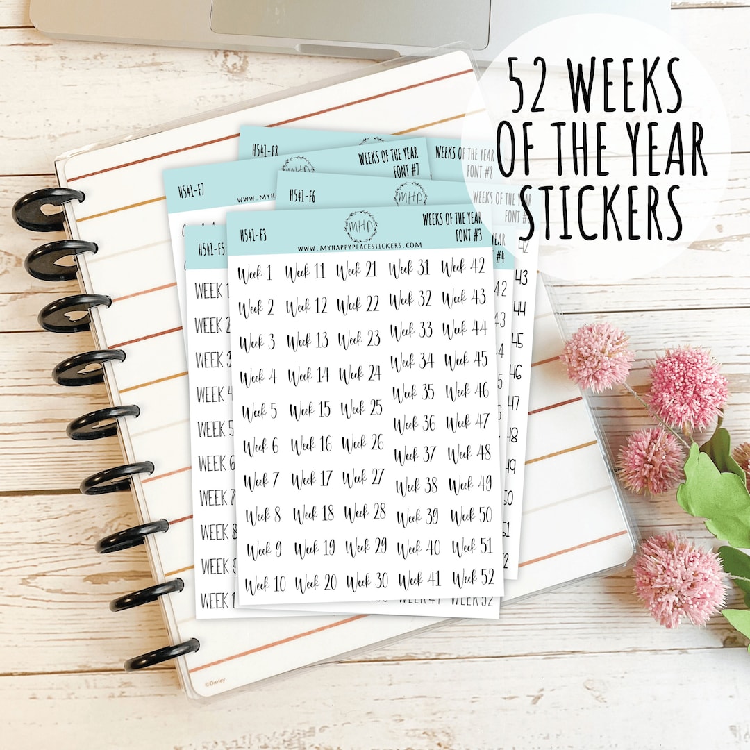 52 Weeks of the Year Stickers for Planners and Bullet Journals || H541 ...