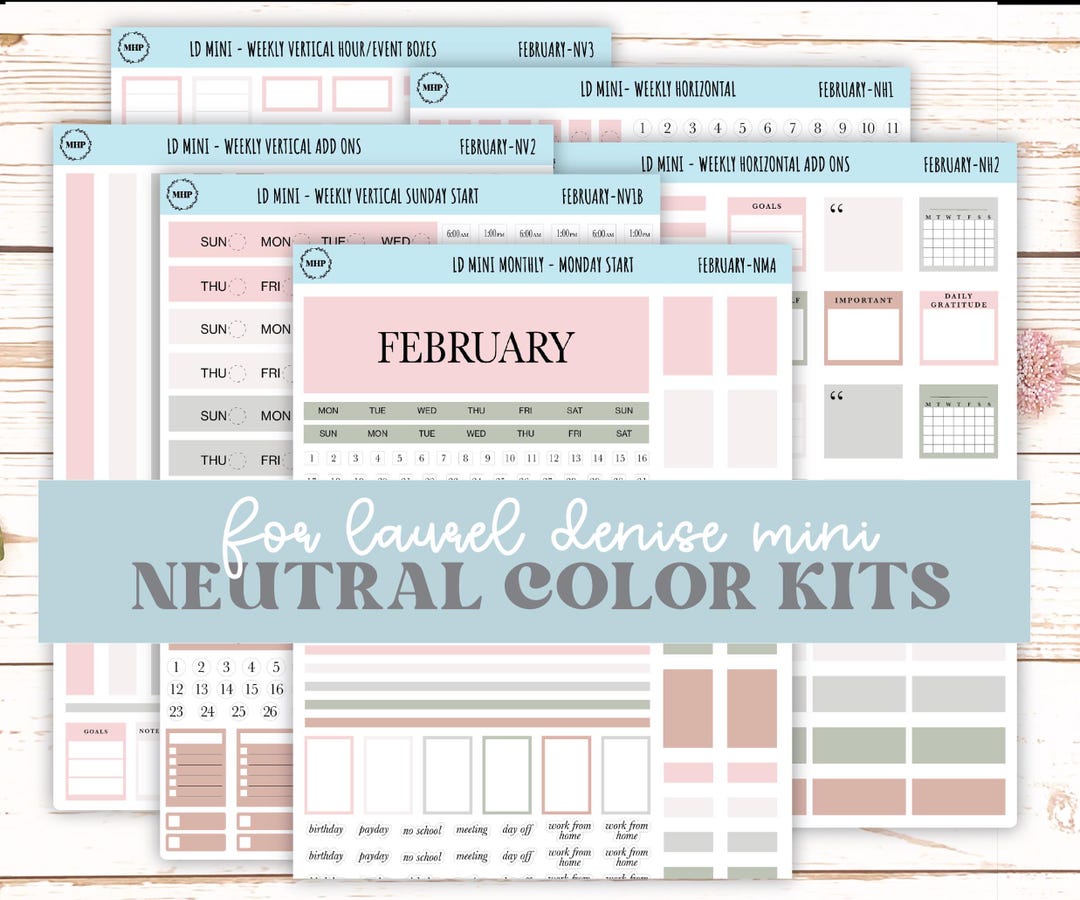FEBRUARY Neutral Color Stickers for the Small Nancy & Annel Laurel ...