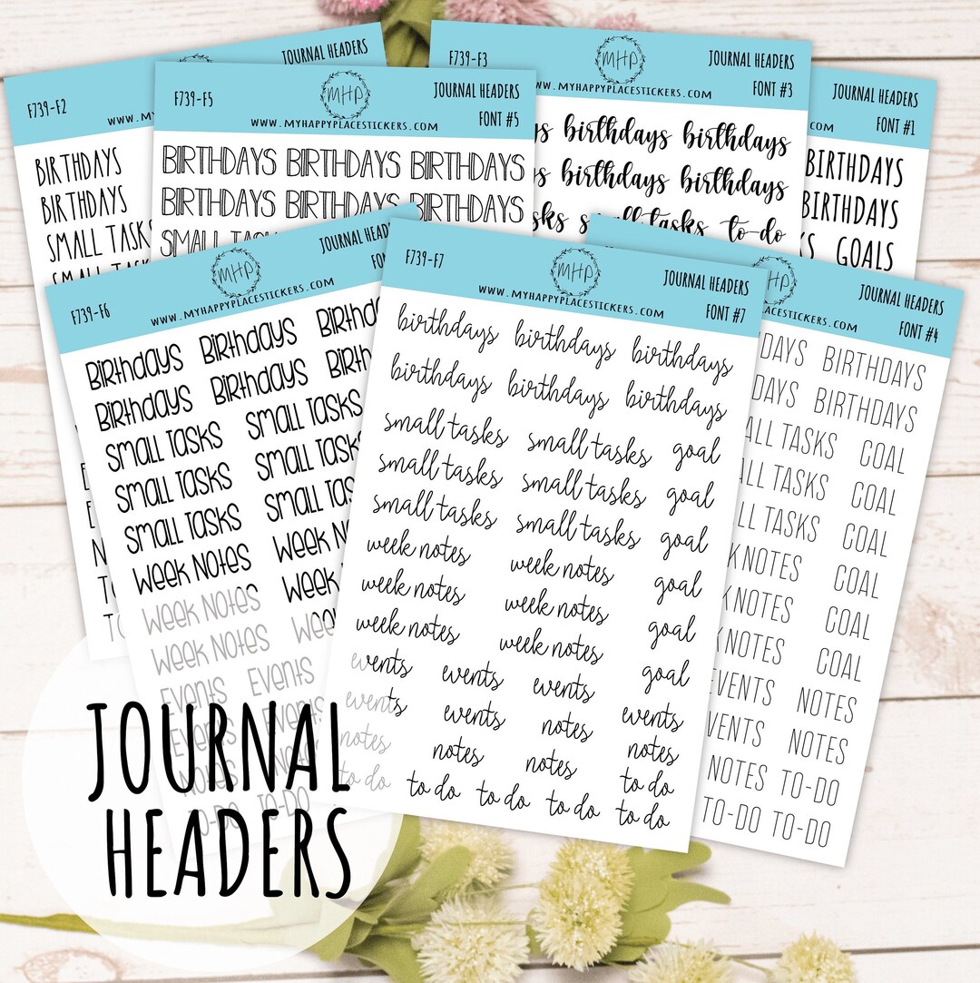 Journal Header Stickers for Bullet Journals. Journal Header Sticker for ...