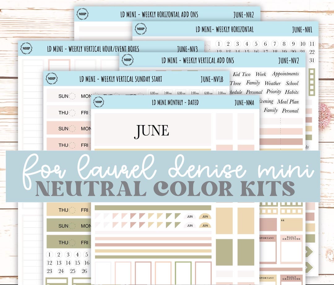 JUNE Neutral Color Stickers for Small Laurel Denise Planners || NJUN - Etsy