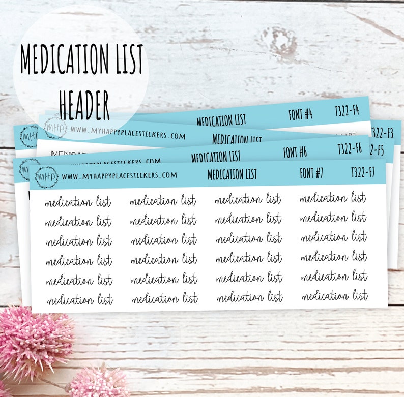 MEDICATION LIST Stickers for Calendars, Teacher Planner, and Bullet ...