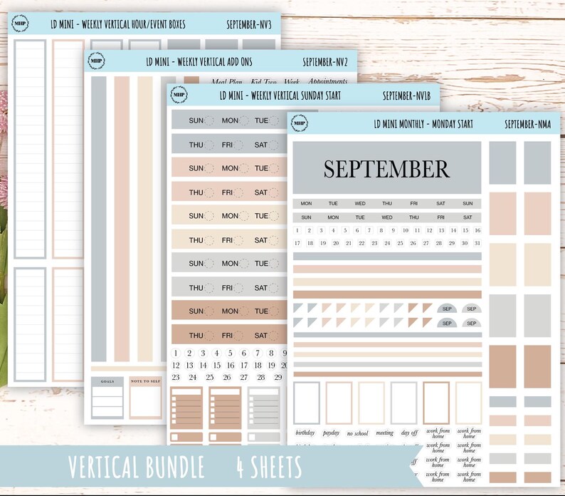 SEPTEMBER Neutral Color Stickers for Small Laurel Denise Planners ...