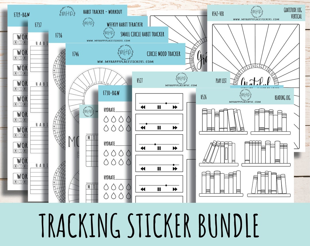 Tracking Stickers for Planners and Bullet Journals. Sticker Bundle ...