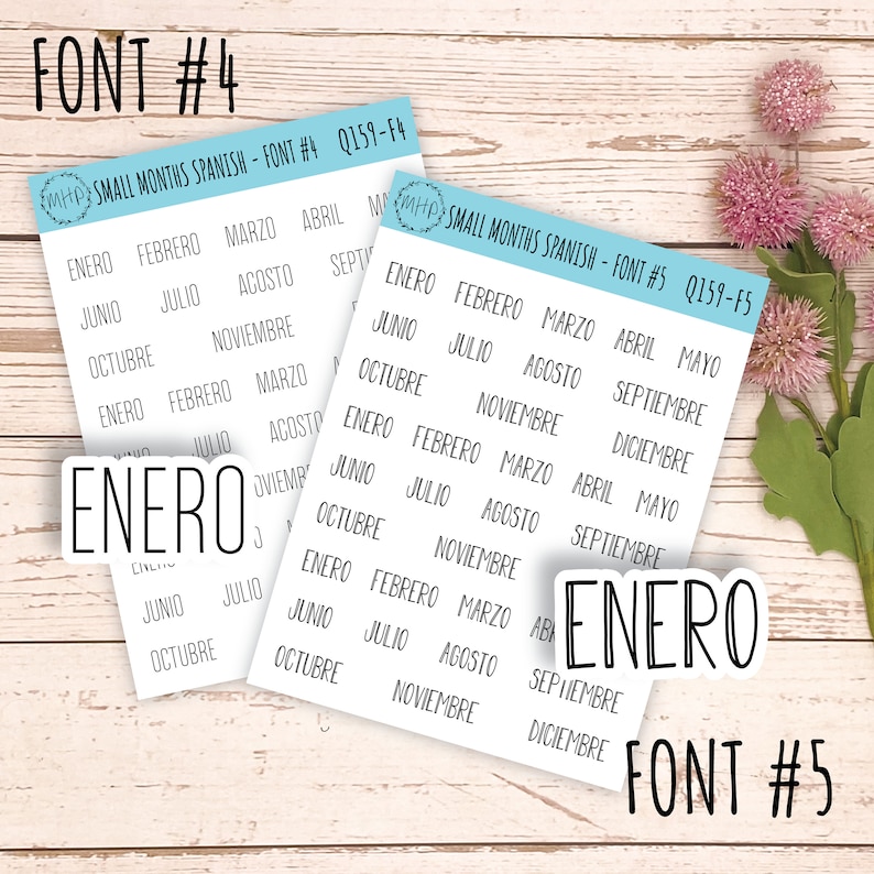 Small SPANISH Months Stickers for Bullet Journals and Planners. || Q159 ...