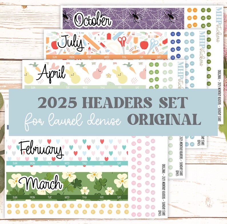2025 Monthly Headers Set for the Large Nancy & Anne Laurel Denise ...