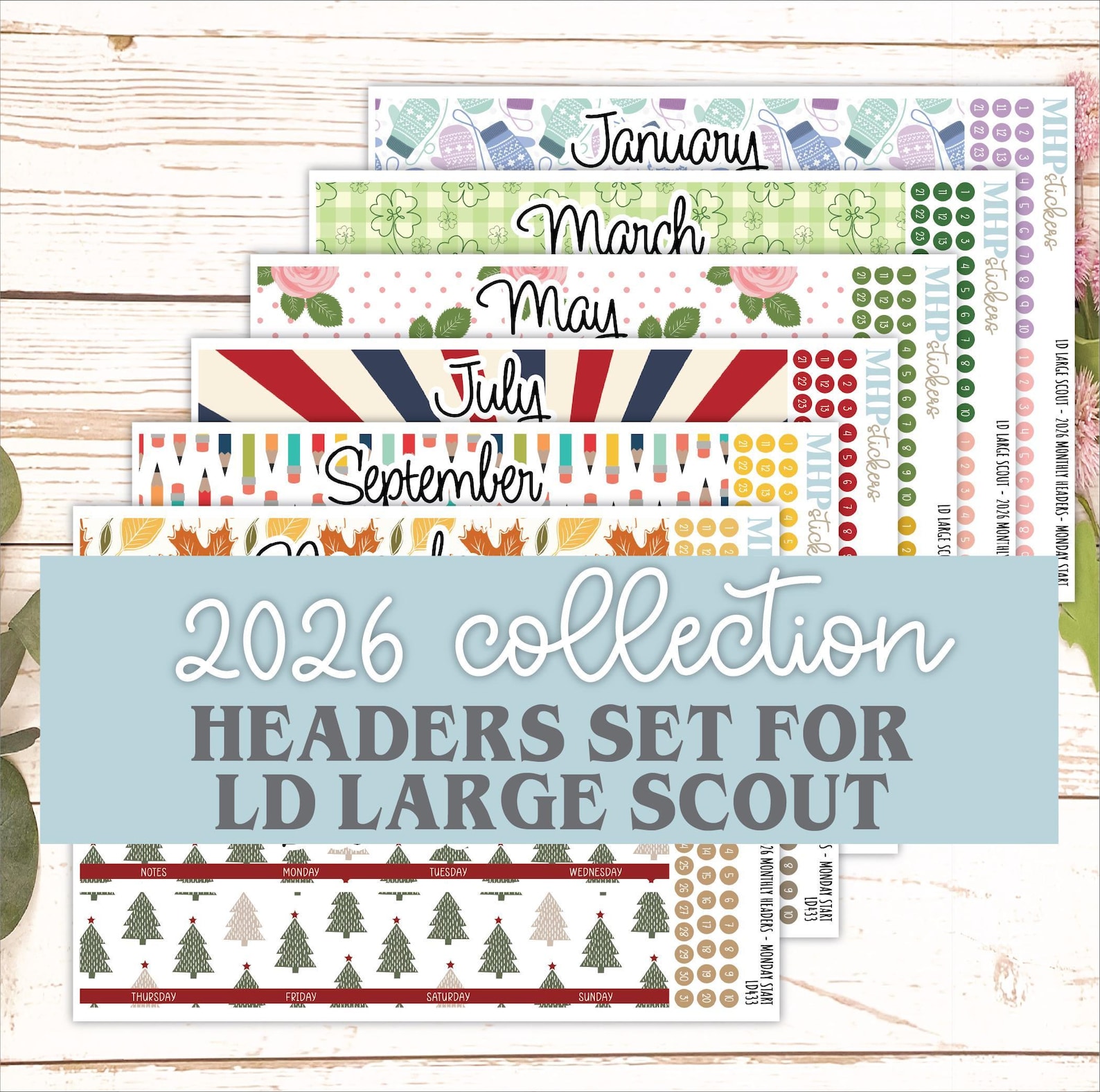 2026 Monthly Headers Set for Large Scout Planner (portrait Planner ...