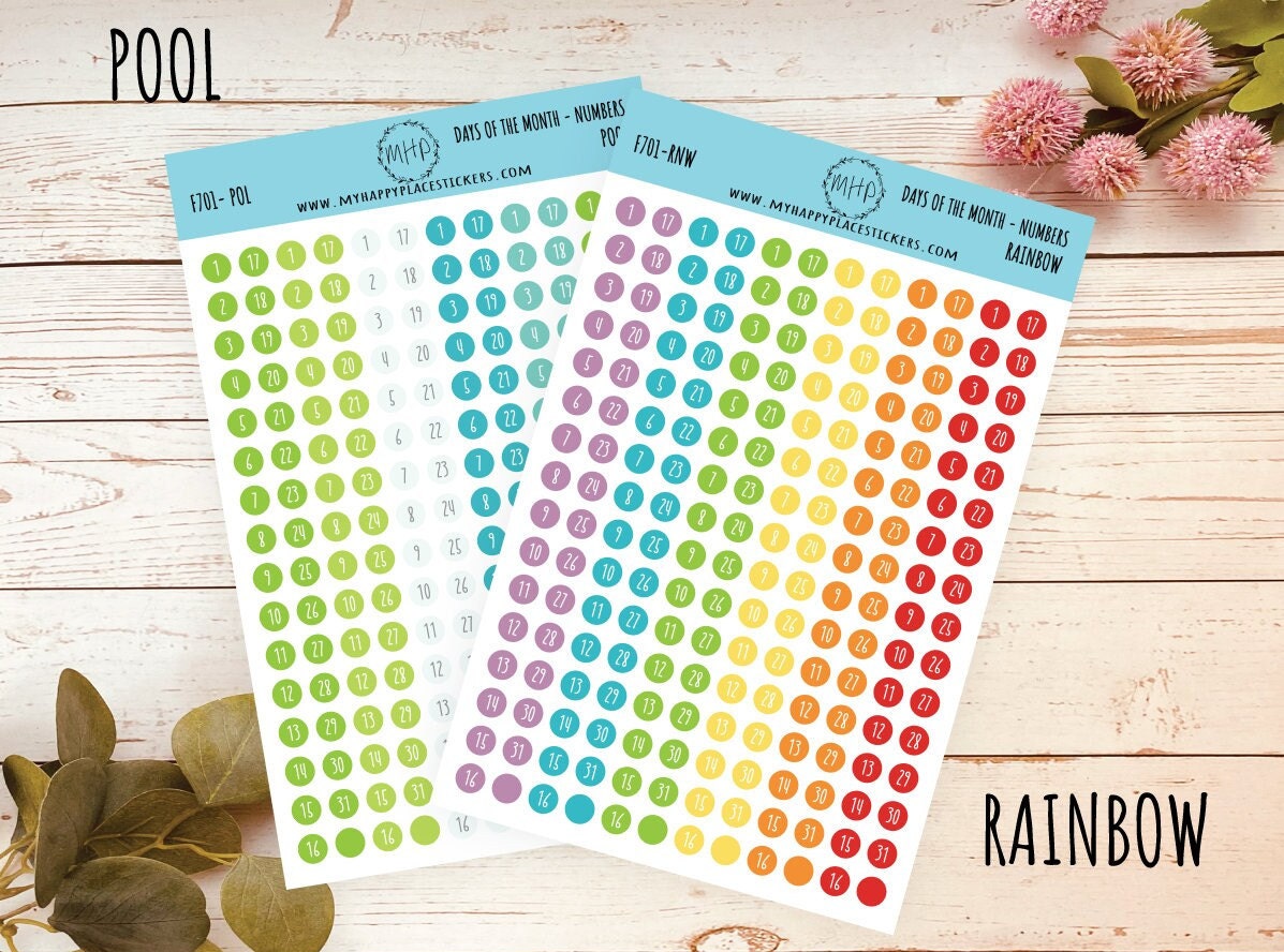 Days of the Month DOT Stickers for College Planner, Teacher Planners ...