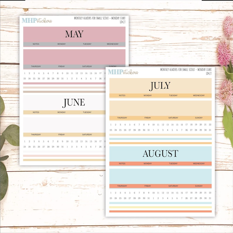 2025 Neutral Collection Monthly Headers Set for the Small Scout Laurel ...