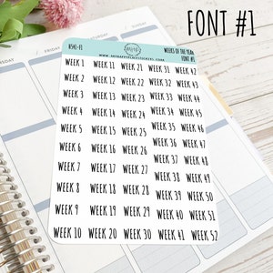 52 Weeks of the Year Stickers for Planners and Bullet Journals || H541 ...