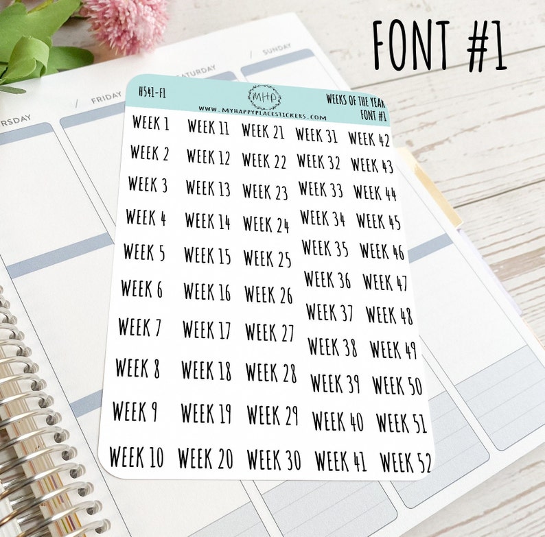 52 Weeks of the Year Stickers for Planners and Bullet Journals - Etsy