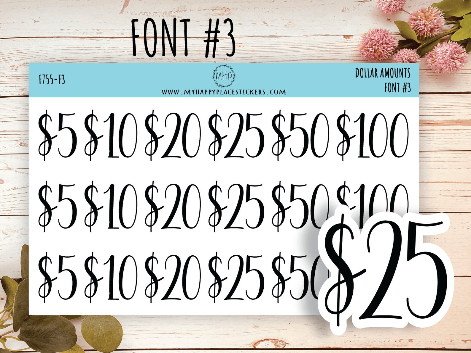 Dollar Amount Stickers. 5, 10, 20, 25, 50 & 100 Dollar Stickers. Saving ...