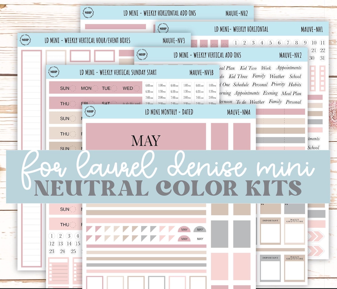 MAY Neutral Color Stickers for MINI Laurel Denise Planners || NMAY - Etsy