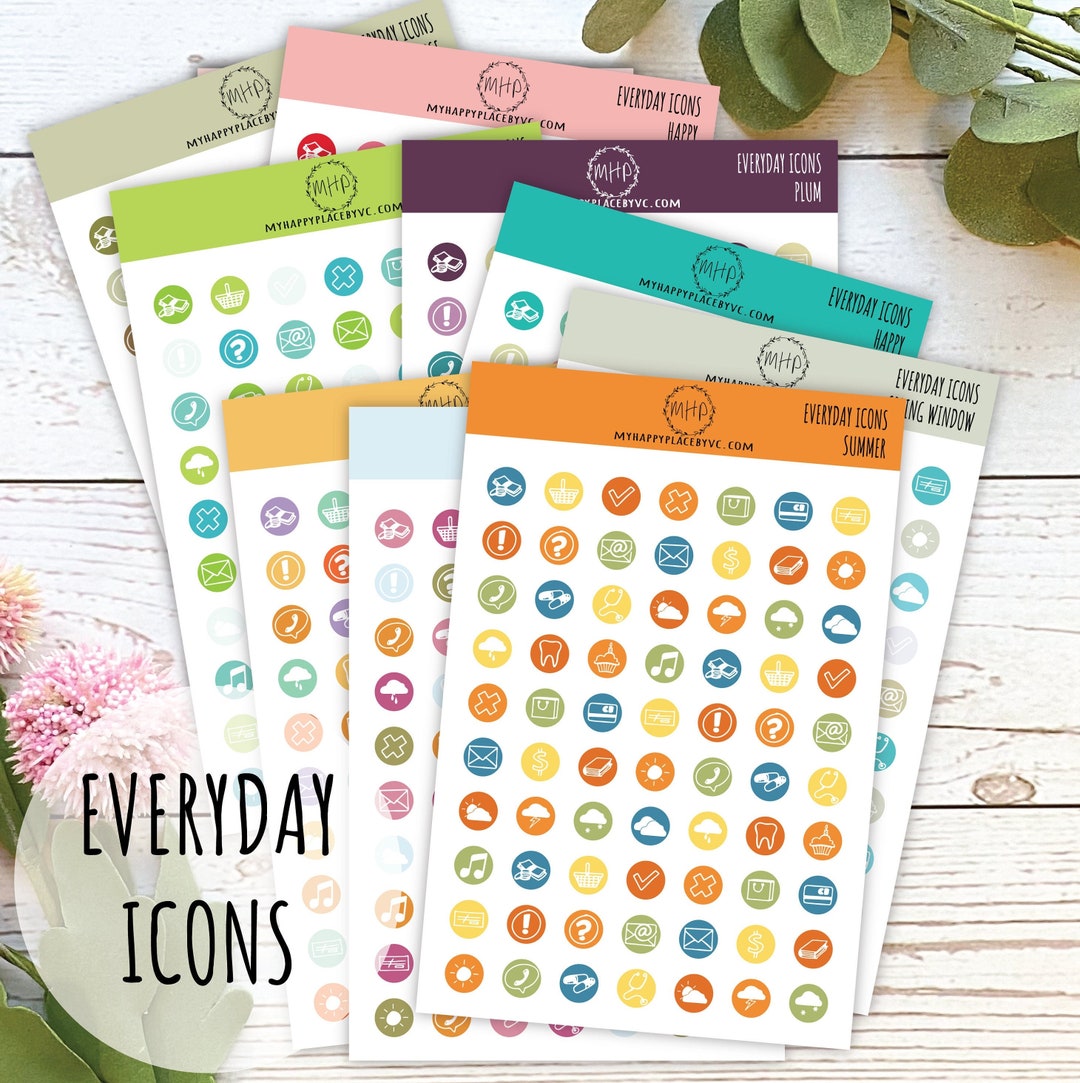 Everyday Icons Stickers for College Planner, Teacher Planner ...