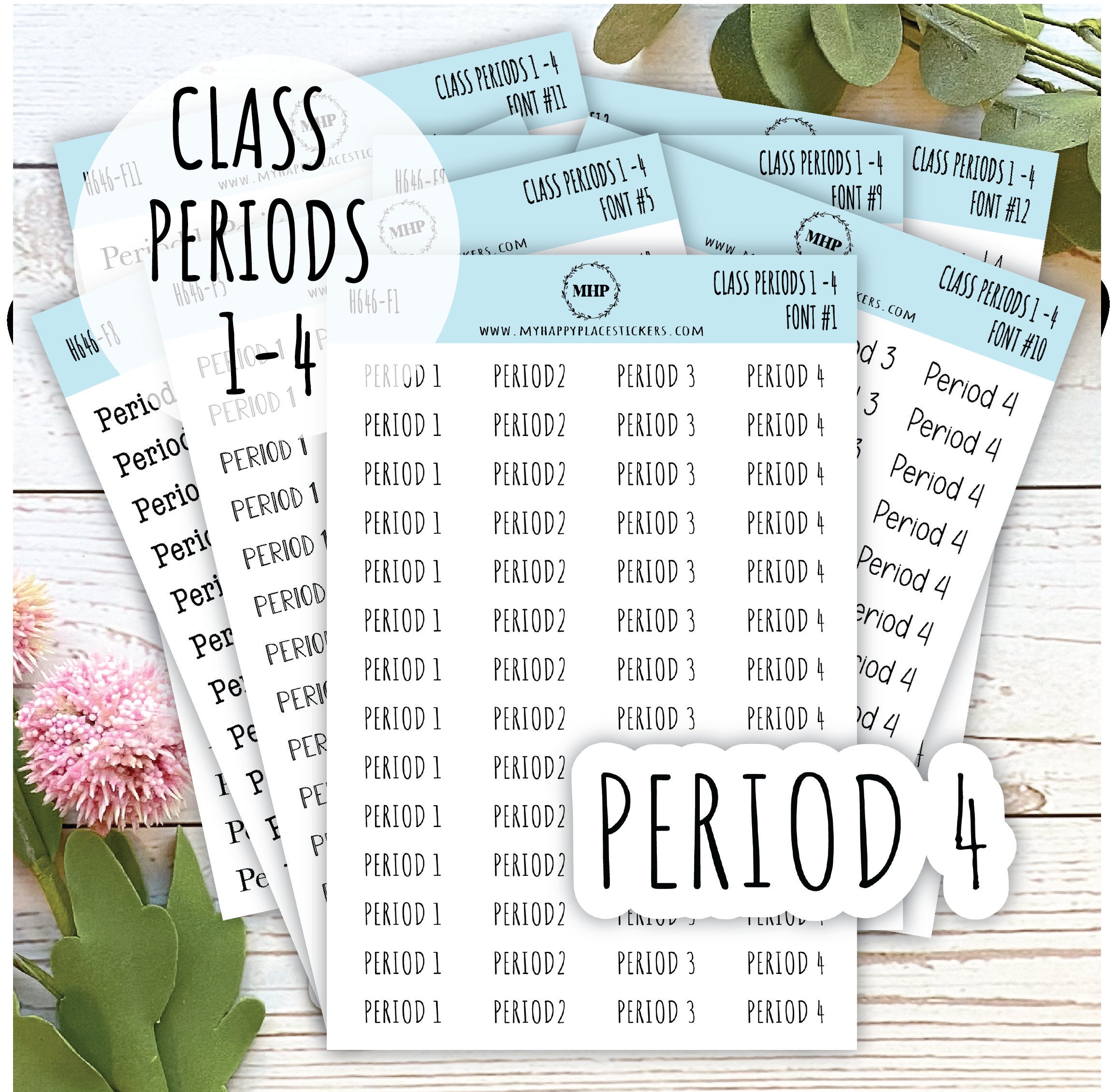 Script CLASS Periods 1-4 Sticker || H646 - Etsy