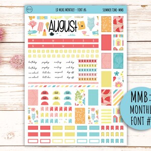 August Stickers for MINI Laurel Denise Planners summer Time MST - Etsy