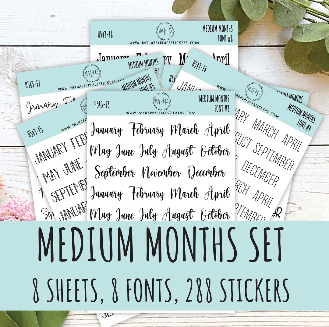 Set of Medium Month Stickers for Bullet Journals and Planners || S05 - Etsy