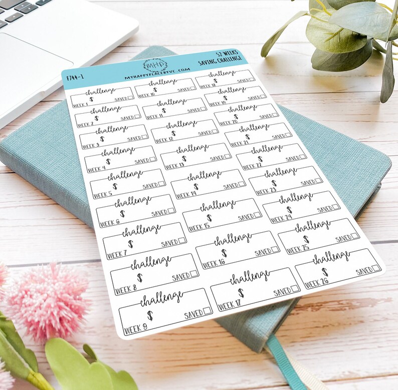 52 Week Saving Challenge Stickers for Planners and Bullet Journals ...