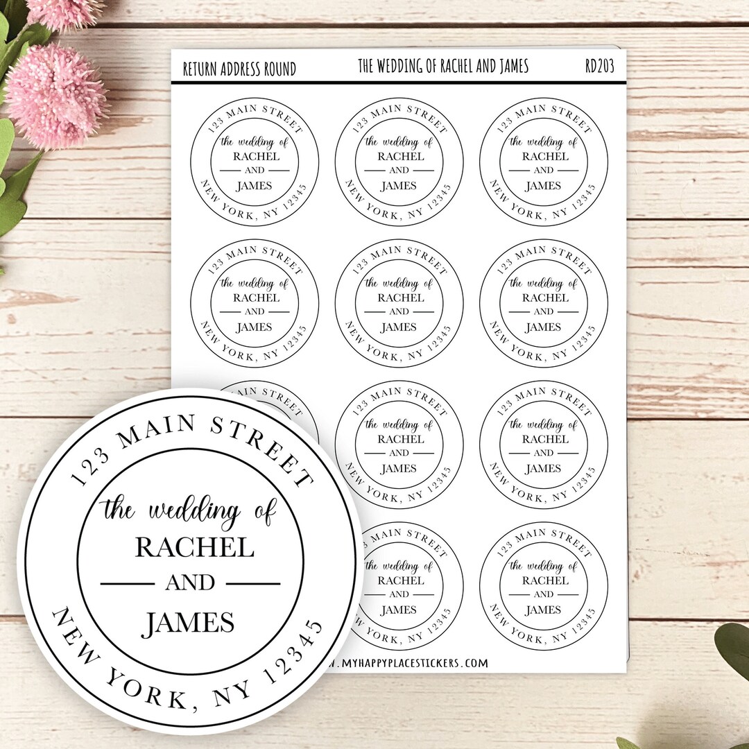 Personalized Round Transparent Address Labels for Weddings. 2 and 1.5 ...