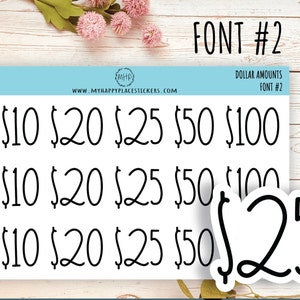 Dollar Amount Stickers. 5, 10, 20, 25, 50 & 100 Dollar Stickers. Saving ...