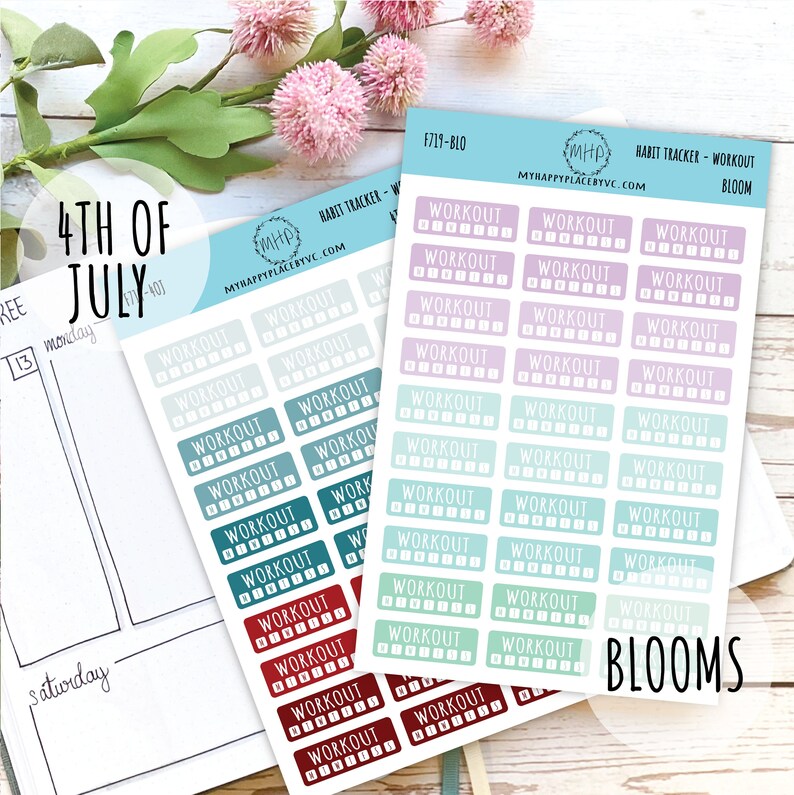 Habit Tracker Workout Planner Stickers for Bullet Journals, College ...