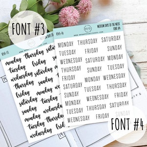 Medium Days of the Week Stickers for Planners, Organizers and Bullet ...