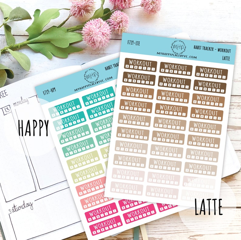 Habit Tracker Workout Planner Stickers for Bullet Journals - Etsy