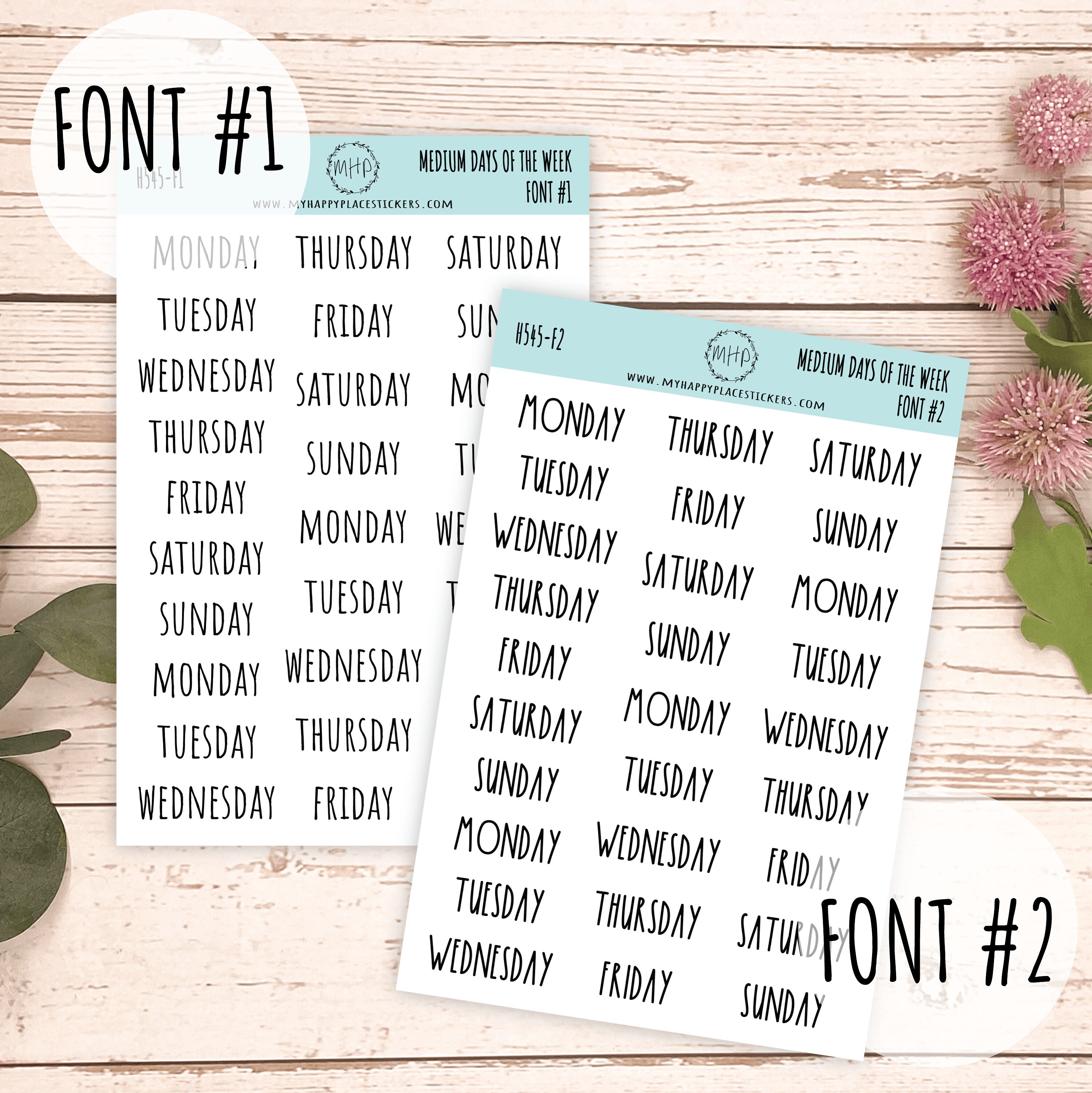 Medium Days of the Week Stickers for Planners, Organizers and Bullet ...