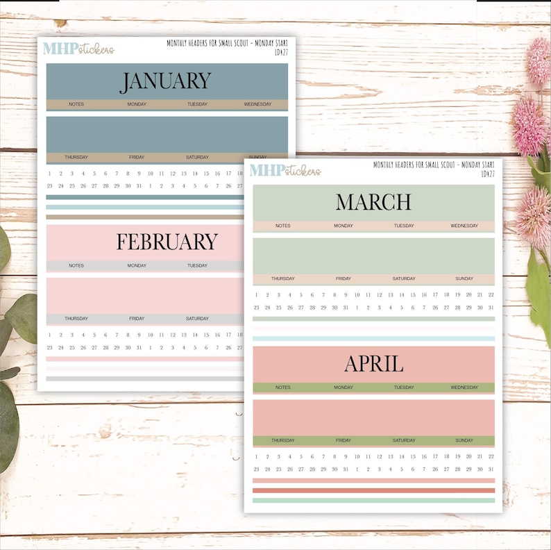 2025 Neutral Collection Monthly Headers Set for the Small Scout Laurel ...