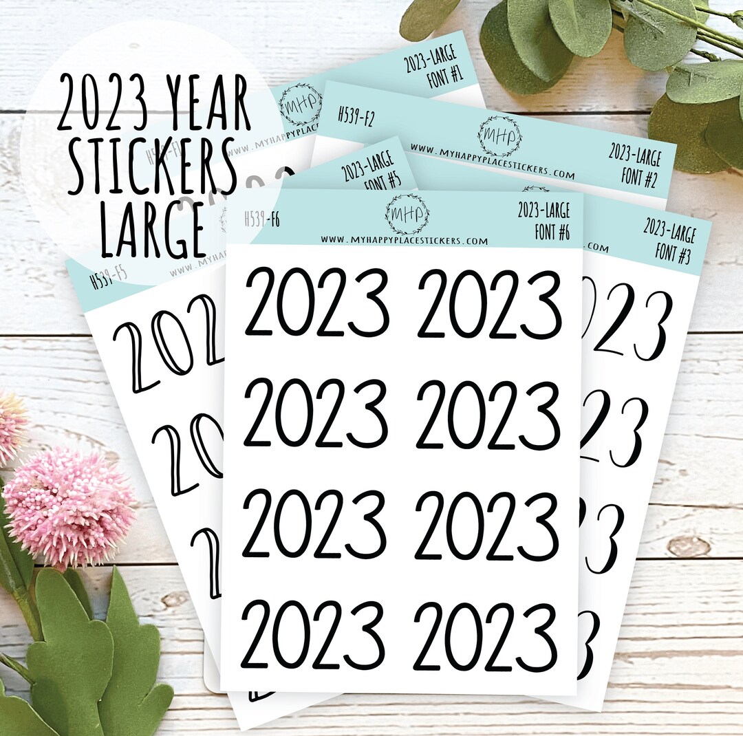 2023 Year Stickers Large Size for Bullet Journals and Planners. Gold ...
