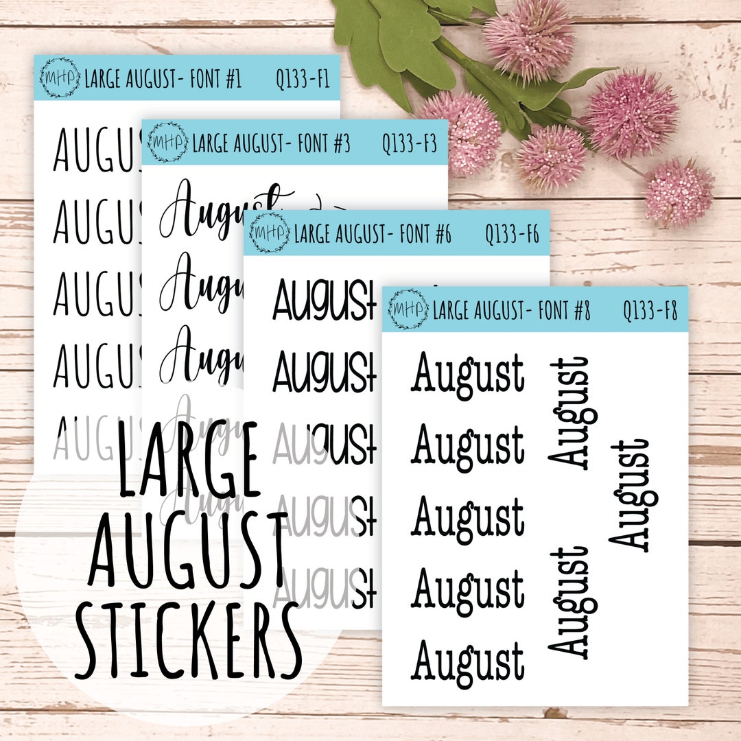 Large AUGUST Stickers for Planners, Organizers, Bullet Journals ...