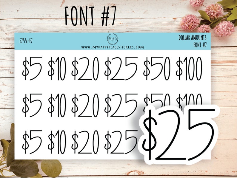 Dollar Amount Stickers. 5, 10, 20, 25, 50 & 100 Dollar Stickers. Saving ...