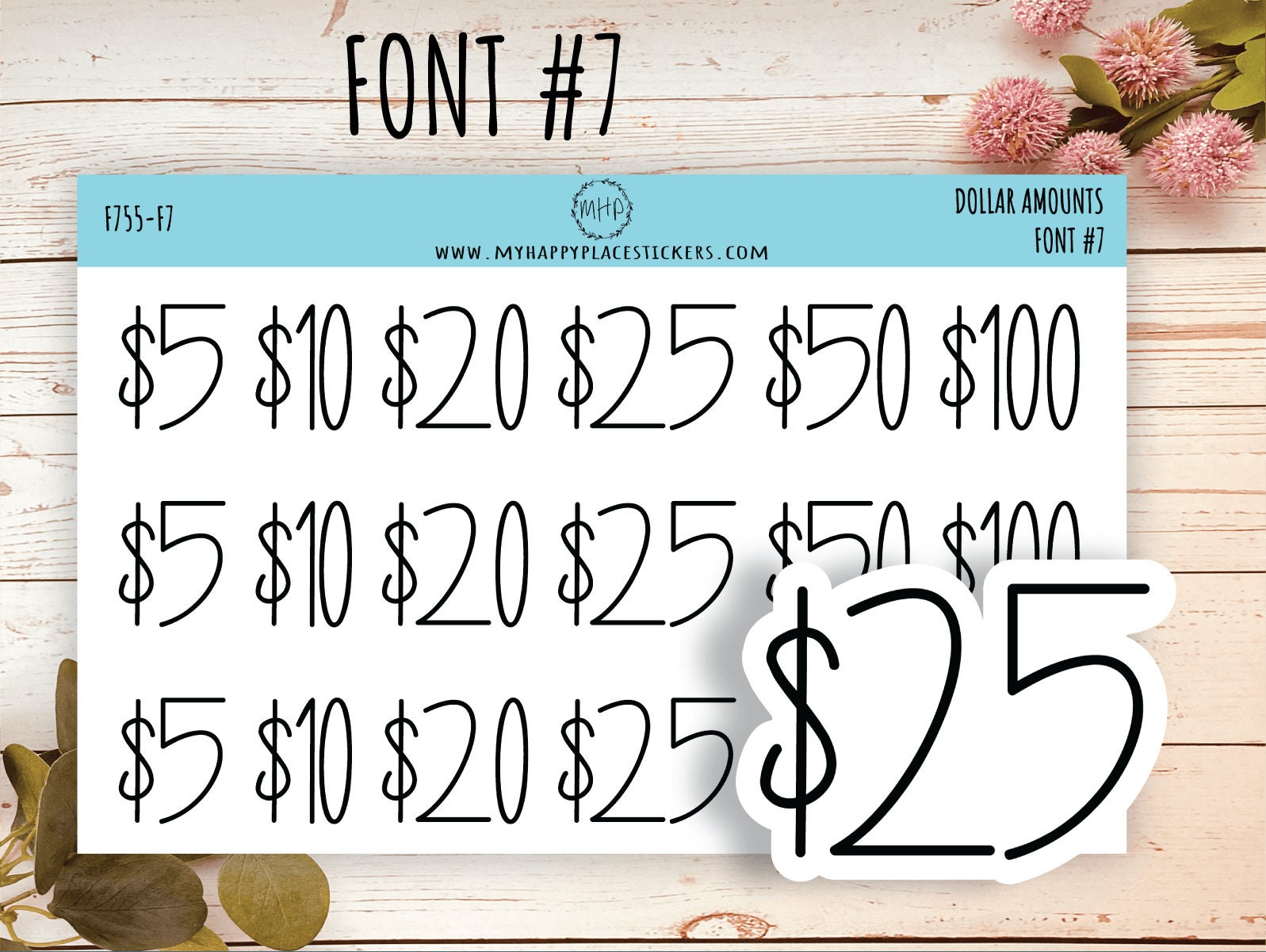 Dollar Amount Stickers. 5, 10, 20, 25, 50 & 100 Dollar Stickers. Saving ...