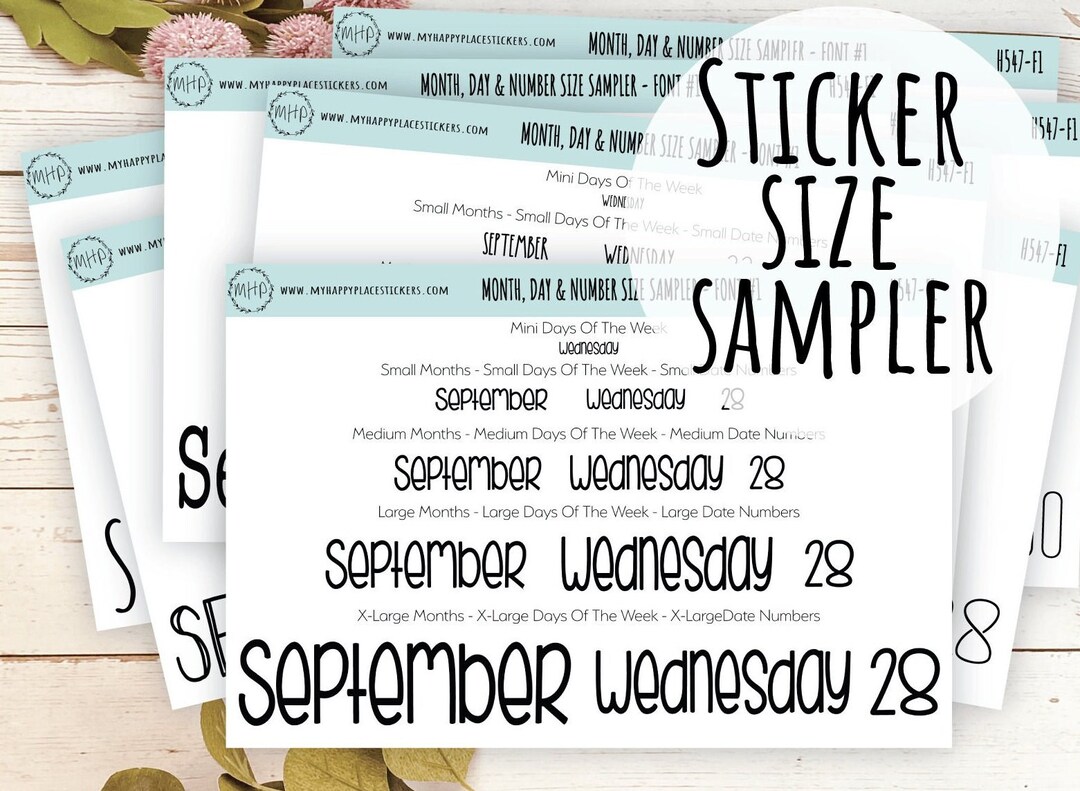 Months, Days of the Week & Number Stickers for Planners. Sticker Size ...
