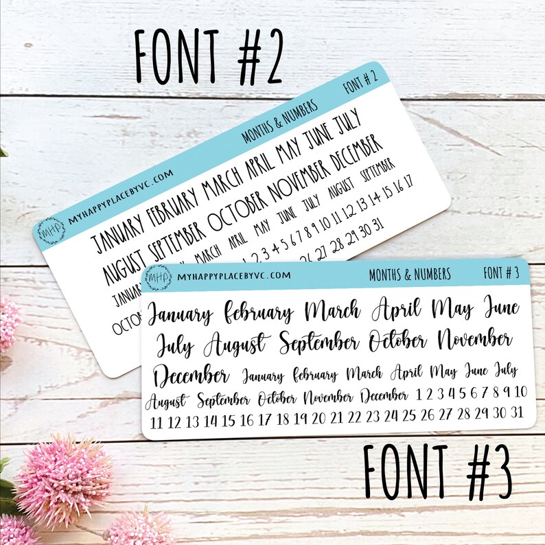 Months and Number Stickers for Planners, Organizers and Bullet Journals ...