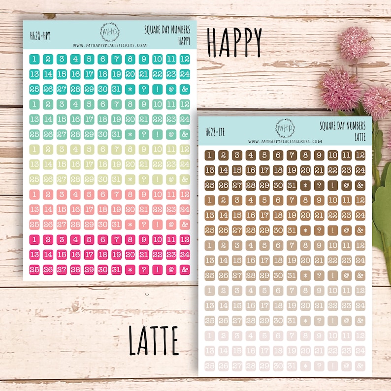 Square Day Number Stickers. Planner Stickers || H628 - Etsy