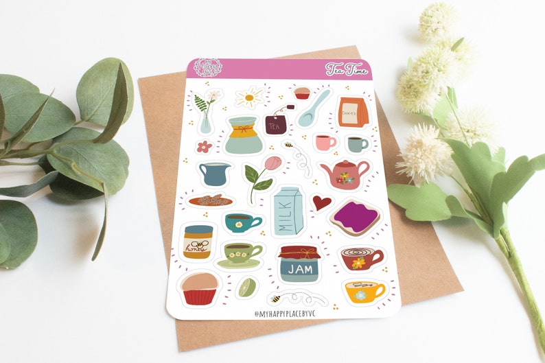 Tea Time Sticker Sheet. Tea & Coffee Planner Stickers for Bullet ...
