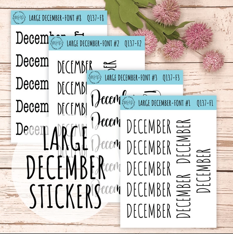 Large DECEMBER Stickers for Planners, Organizers, Bullet Journals ...