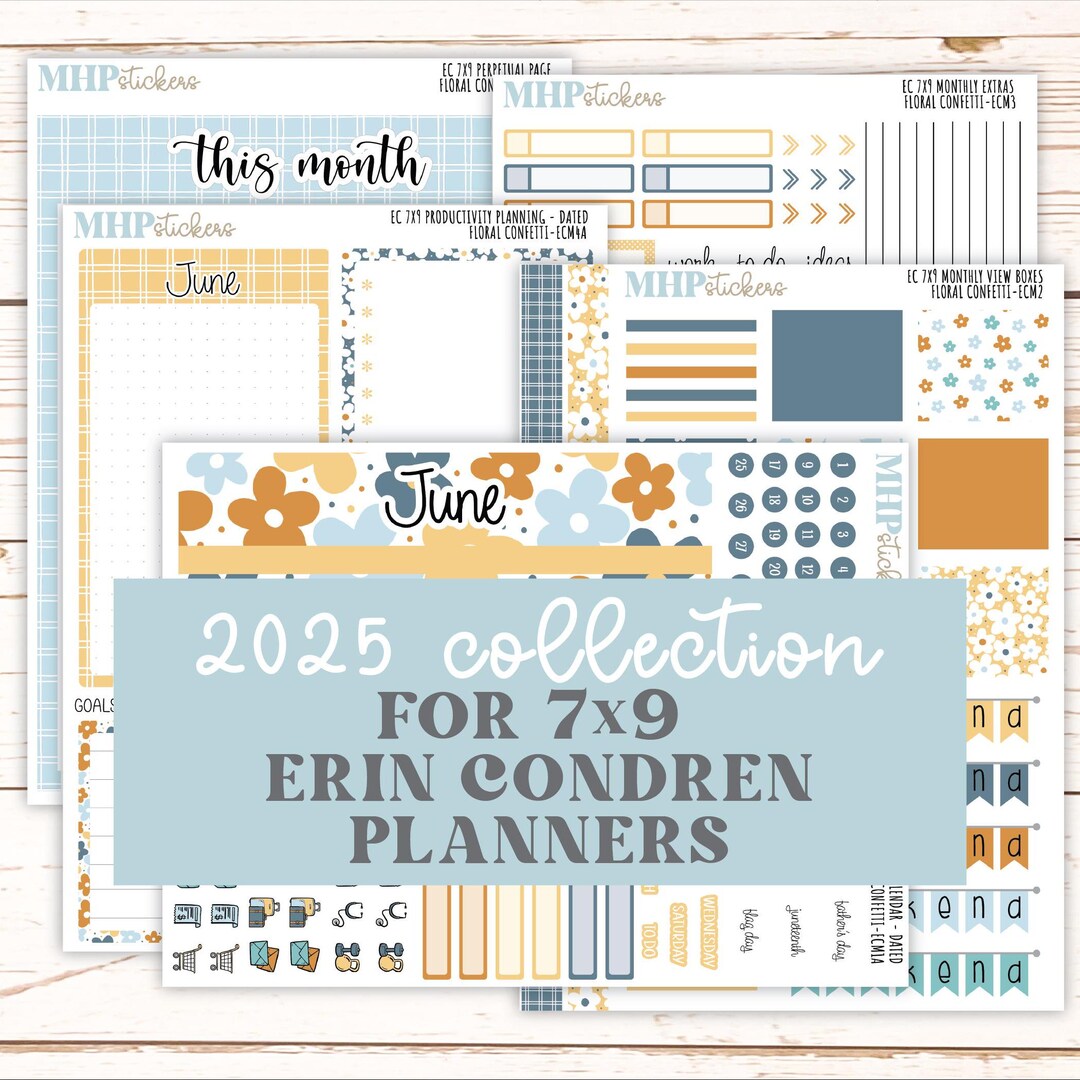 JUNE MONTHLY Kit Stickers for 7x9 Erin Condren Planners. 2025 ...