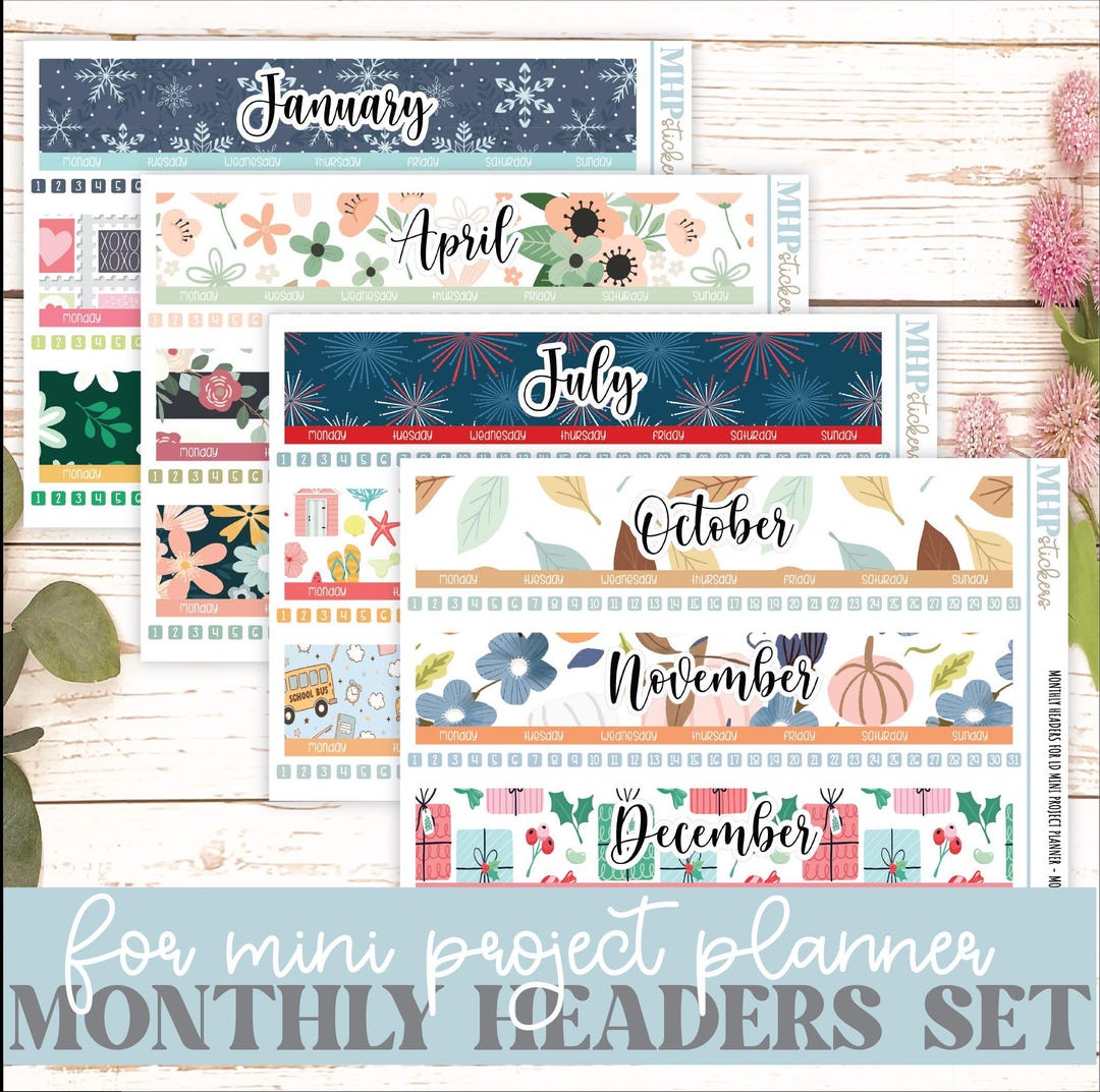 Monthly Headers Set for Laurel Denise Planner the Rose Small Planner ...