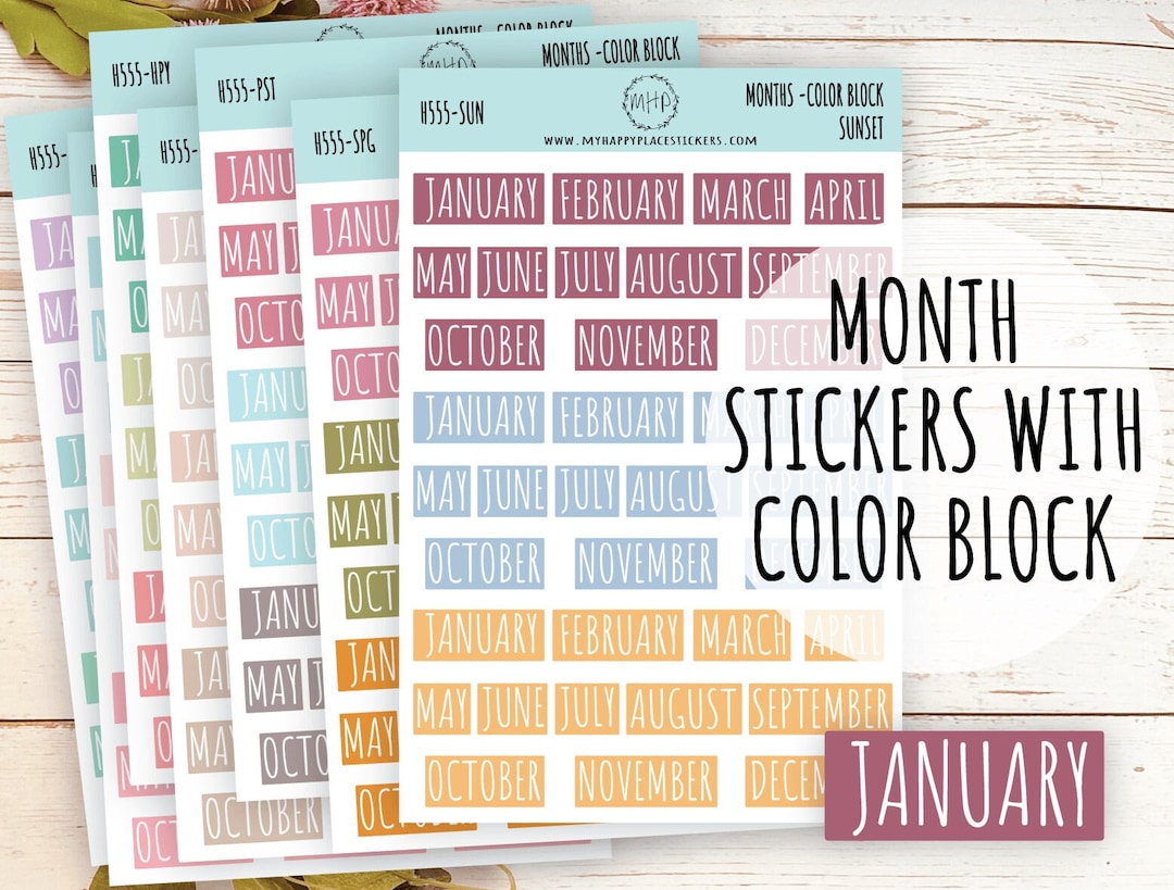 Month Stickers. Color Month Stickers. Header Month Stickers || H555 - Etsy