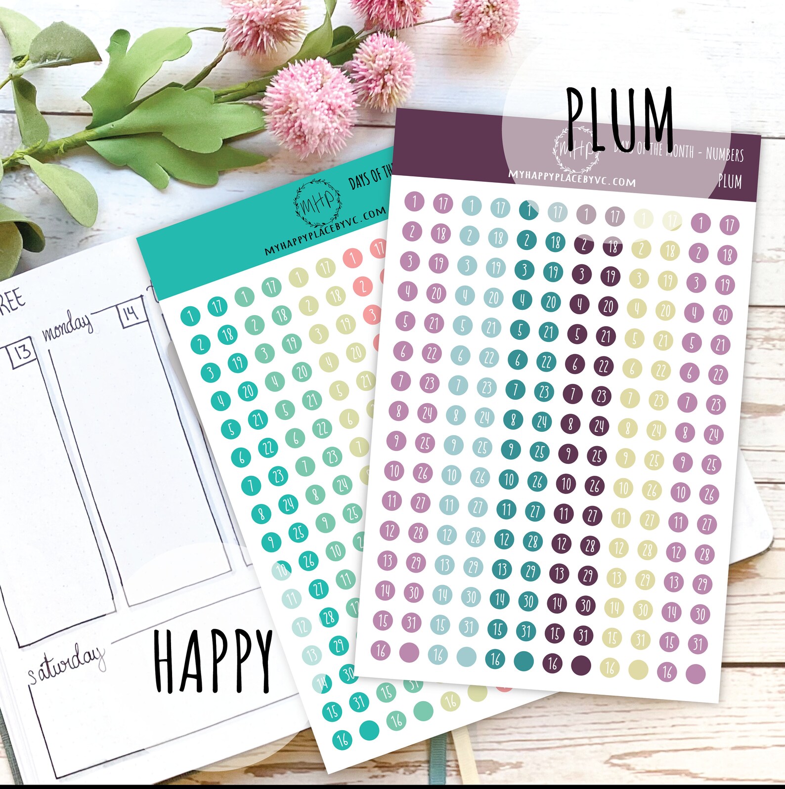 Days of the Month Dot Stickers for College Planner Teacher - Etsy