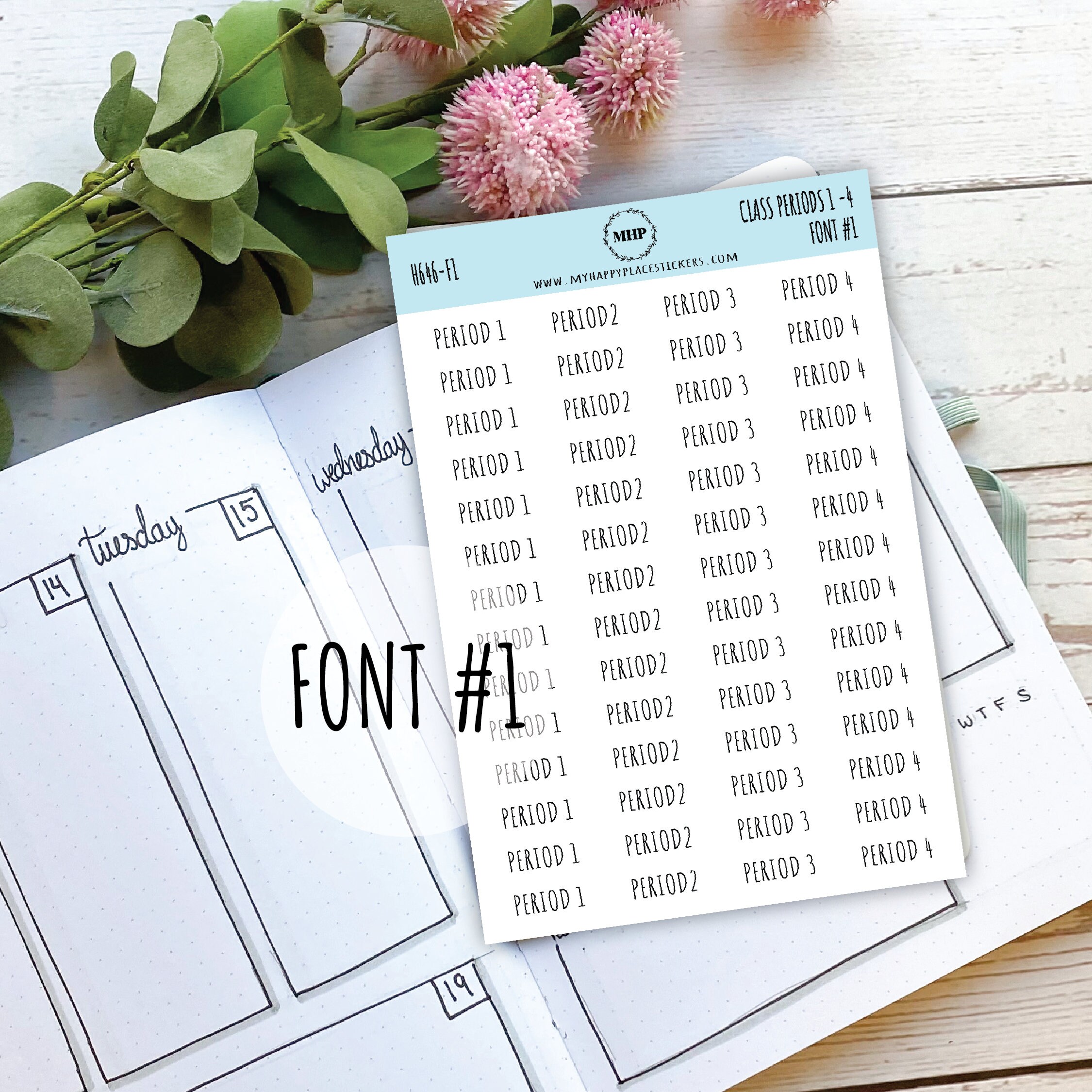 Script CLASS Periods 1-4 Sticker || H646 - Etsy