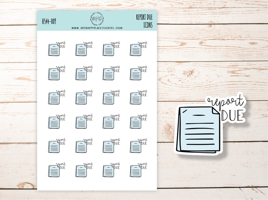 REPORT DUE / STAPLED Papers Icon. Planner Stickers || H544-009 - Etsy