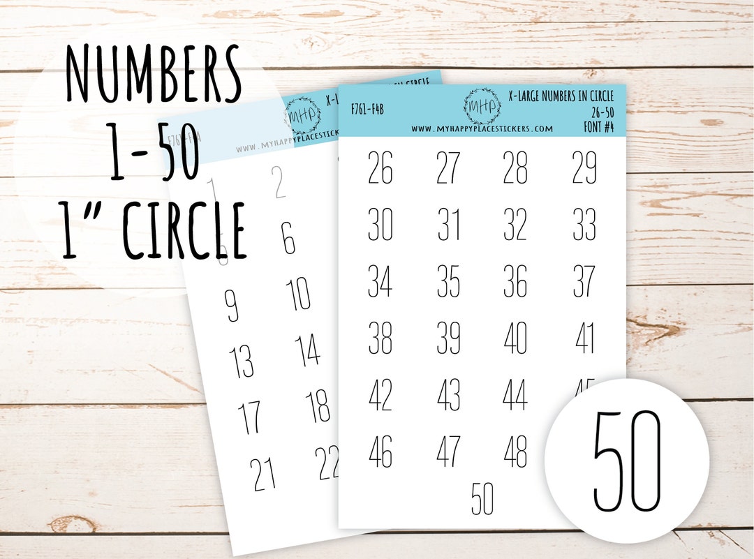 X-LARGE Numbers 1-50. Planning Stickers || F761 - Etsy