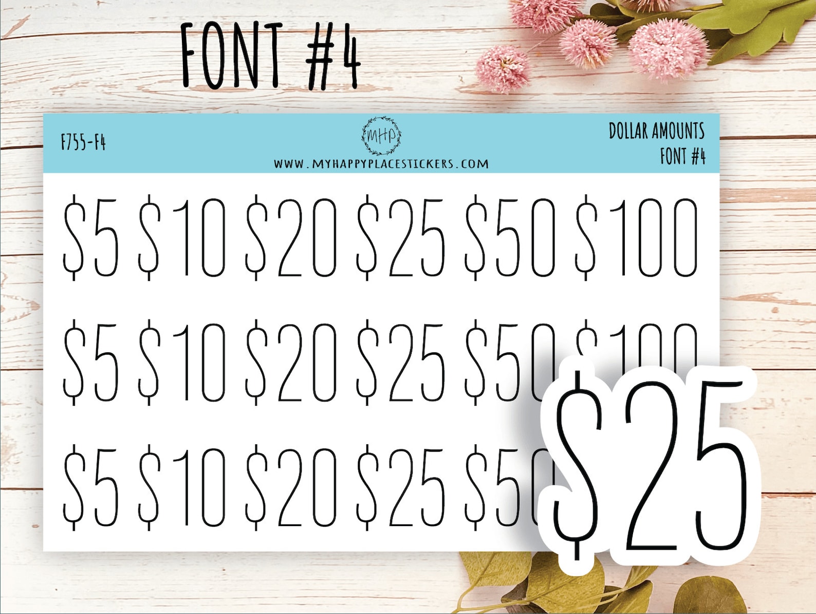 Dollar Amount Stickers. 5, 10, 20, 25, 50 & 100 Dollar Stickers. Saving ...