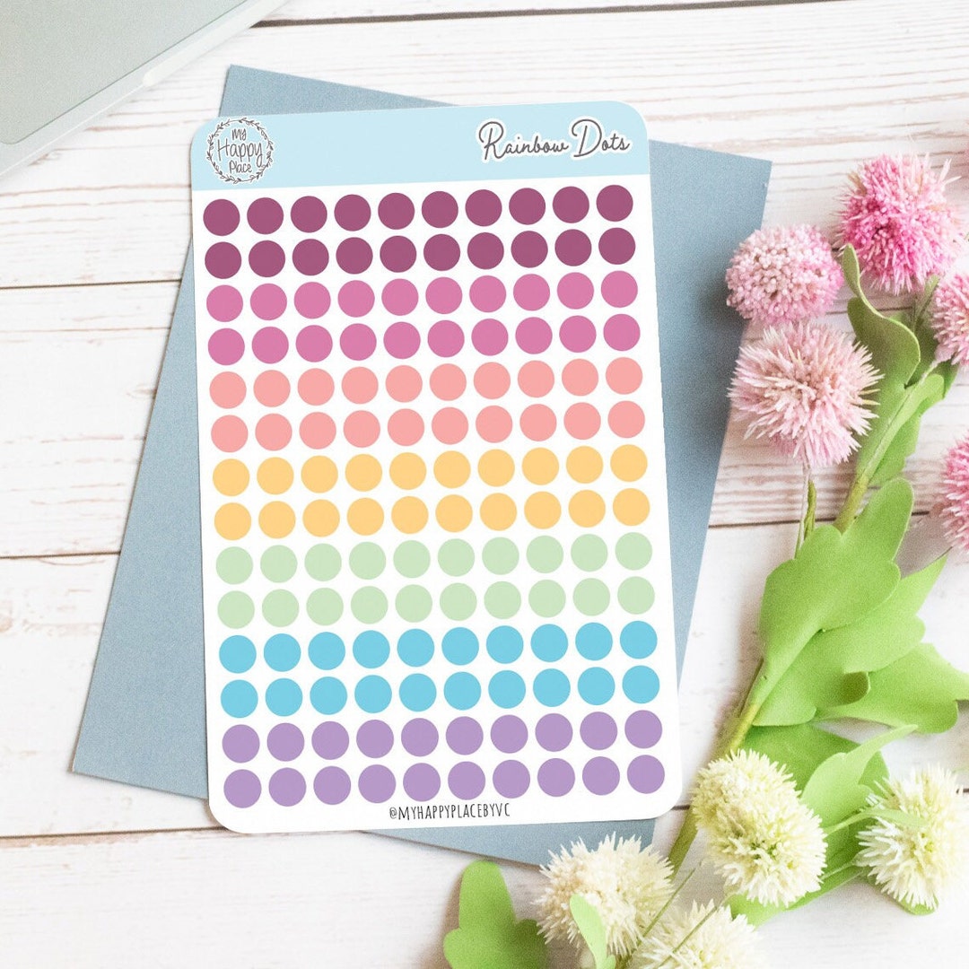Rainbow Dots Planner Stickers for Bullet Journals, Planners and College ...
