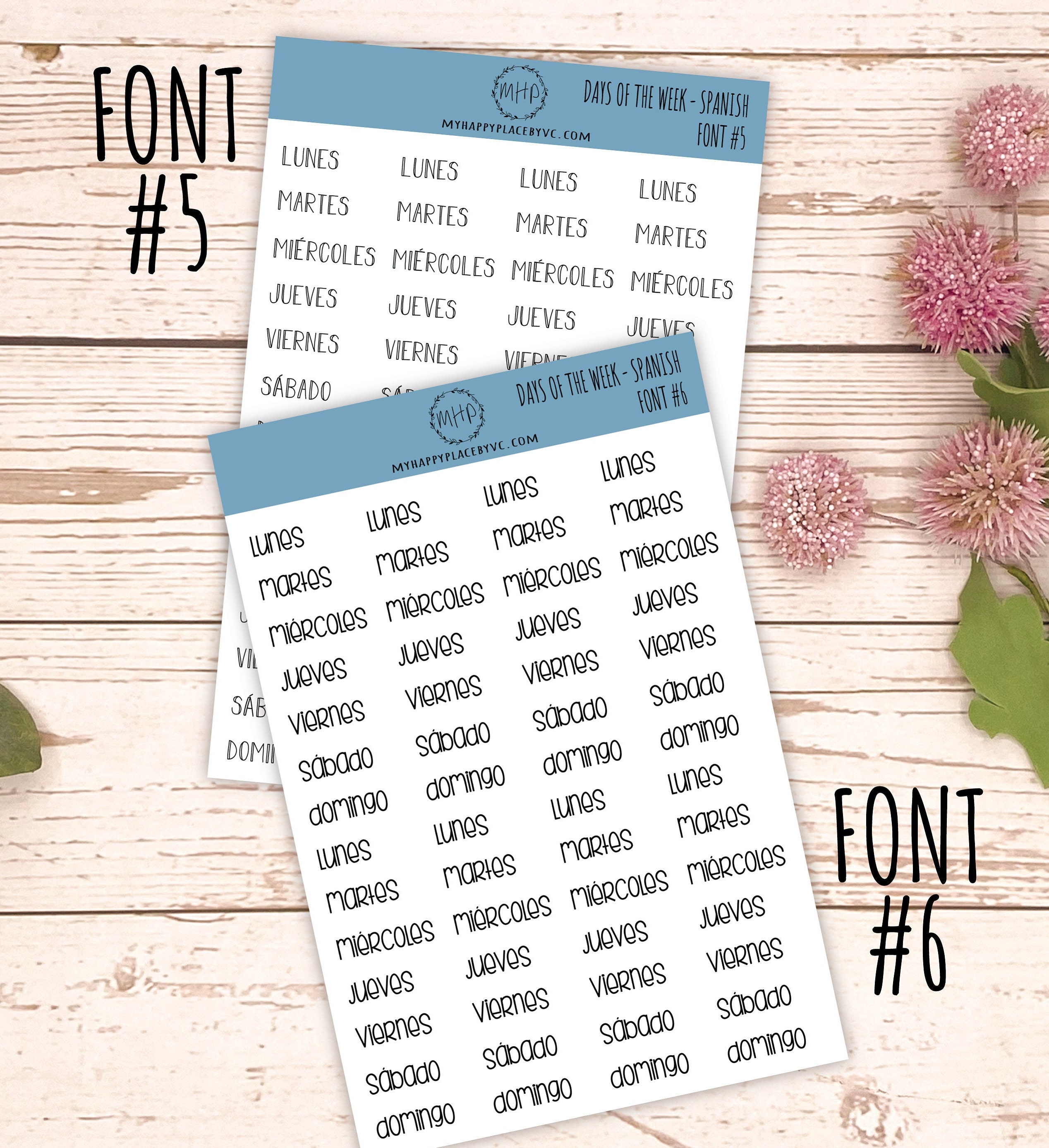 Small SPANISH Days of the Week Sticker. Stickers for College Planners ...