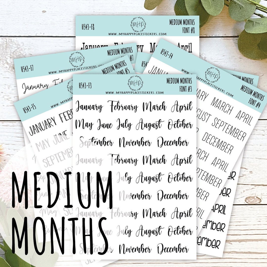 Medium Month Stickers for Bullet Journals and Planners. || H543 - Etsy